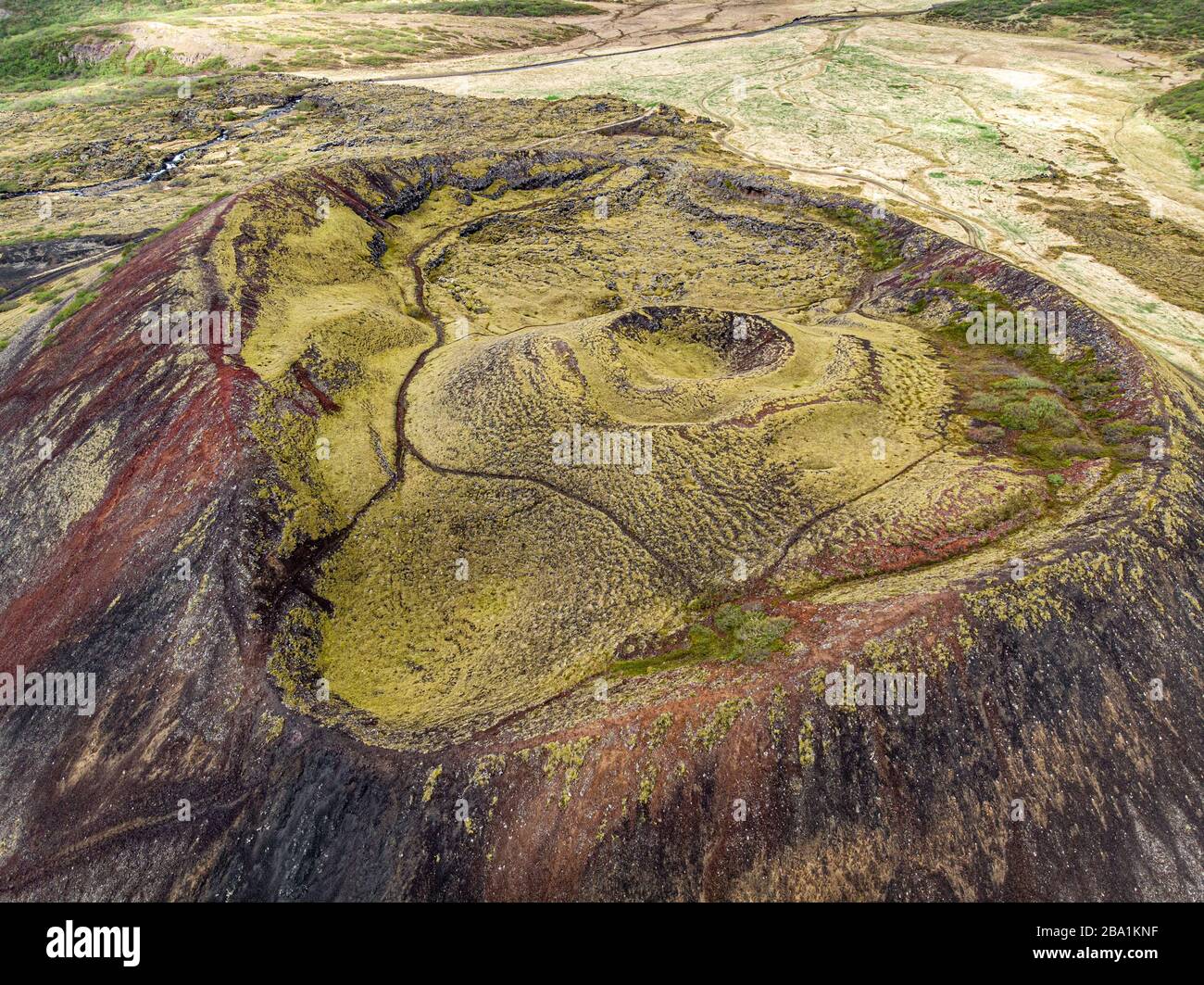 Icelandic crater from above Stock Photo - Alamy