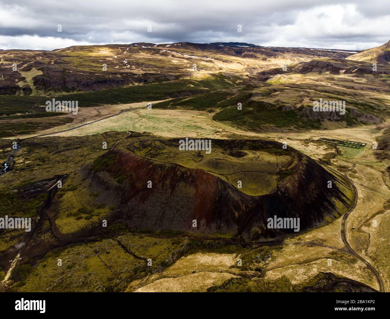 Icelandic crater from above Stock Photo - Alamy