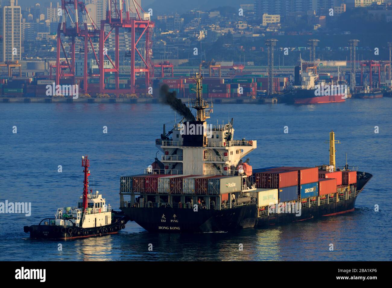 Container ship, Port of Busan, South Korea, Asia Stock Photo - Alamy