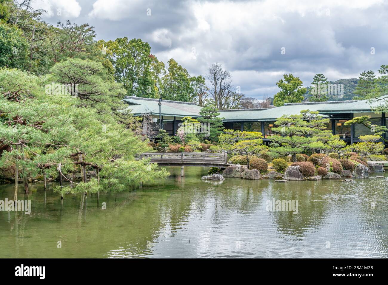 Lake and Gardens of Heian Shrine or Heian Jingu Shinto shrine. Designed ...