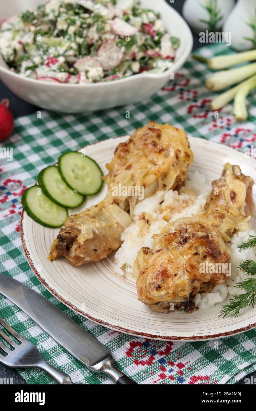 Chicken legs rice hi-res stock photography and images - Alamy