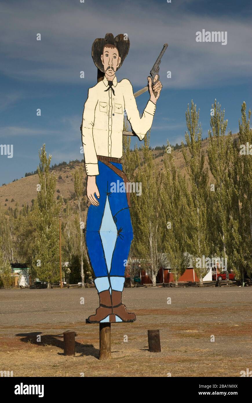 Huge cowboy figure cutout sign at Lake County Fairgrounds in Lakeview ...