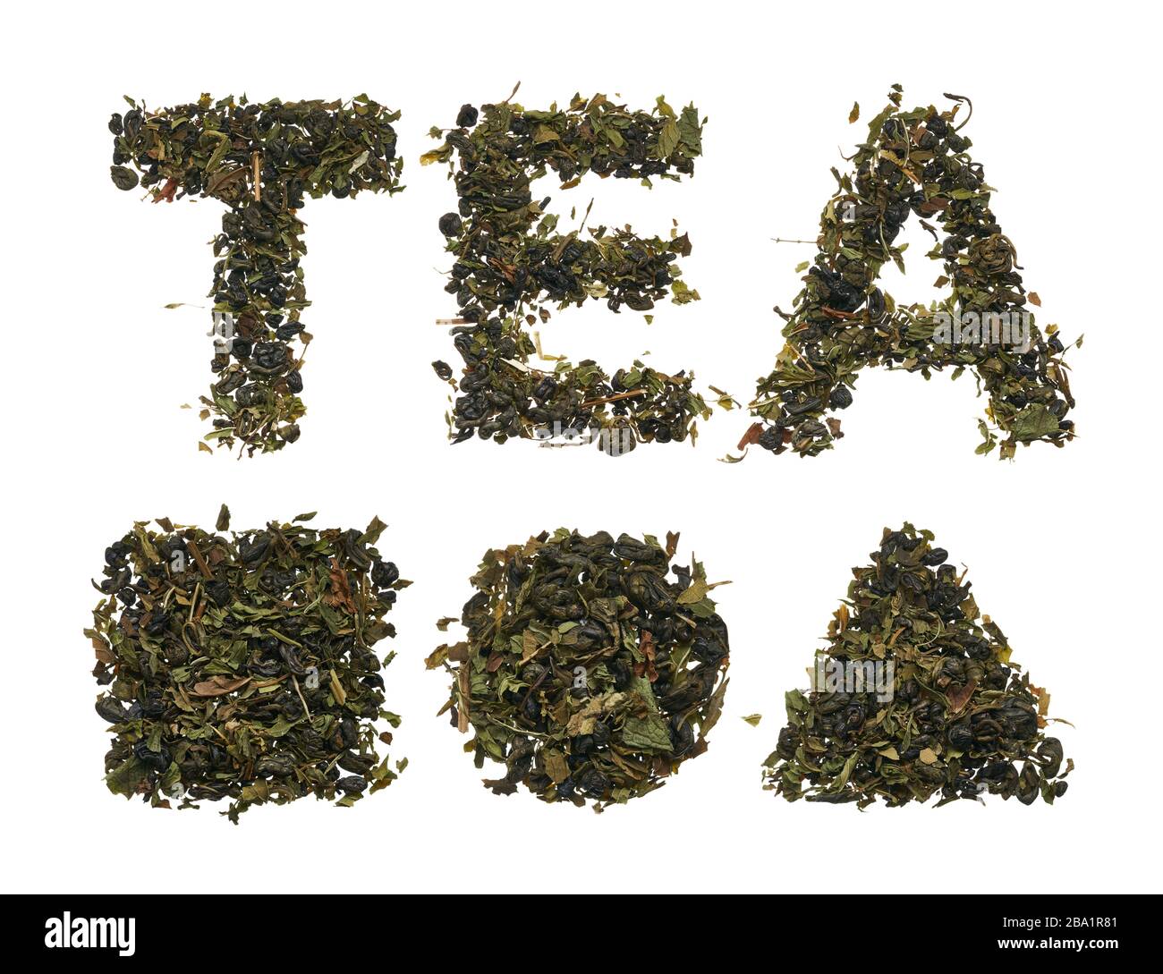 The stencil is made of tea of different varieties. Square, circle and ...