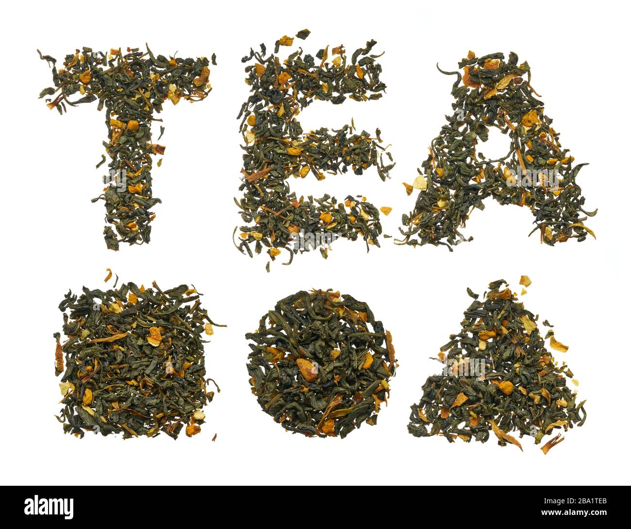 The stencil is made of tea of different varieties. Square, circle and ...
