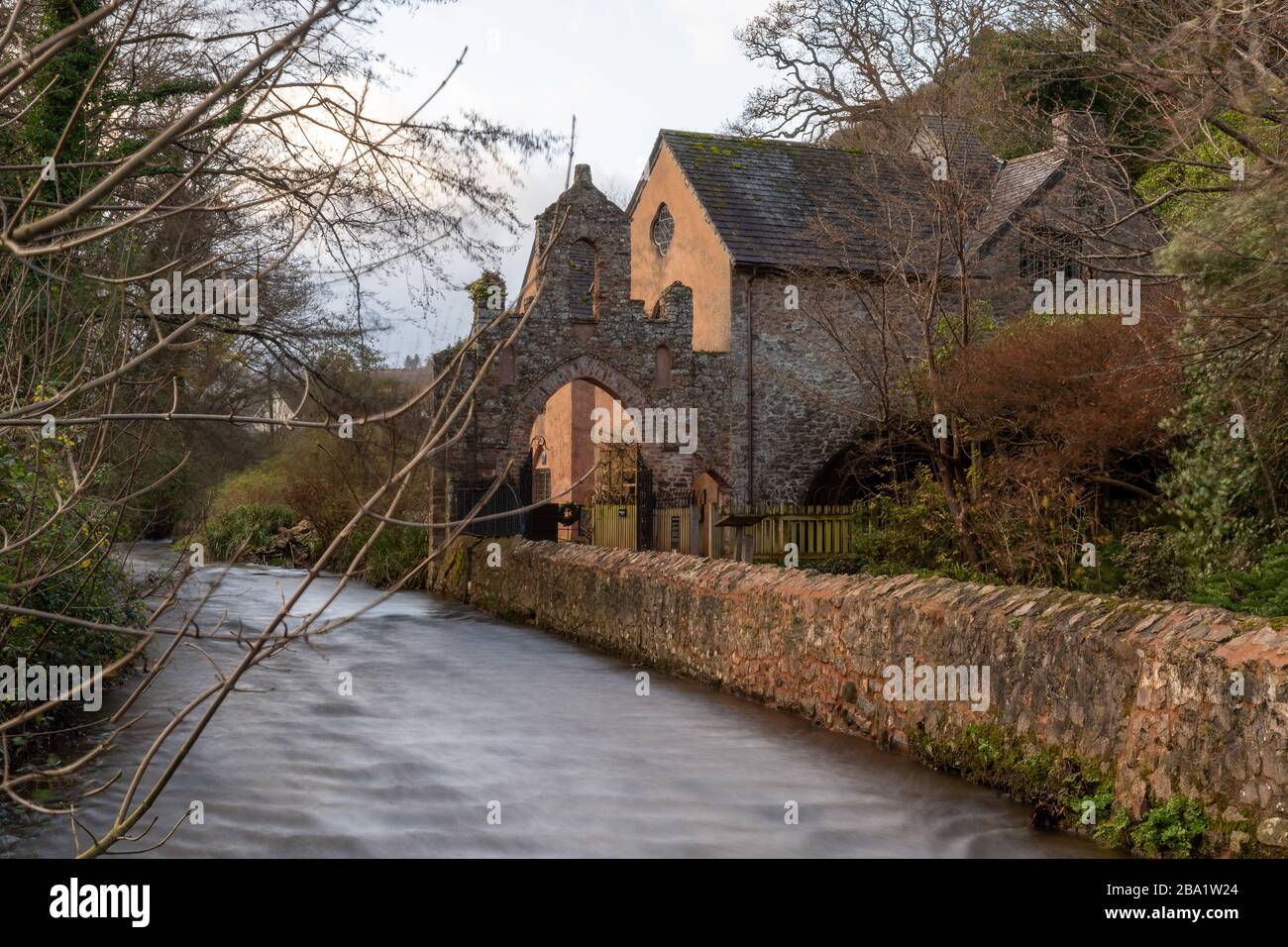 Dunster working water mill on the river Avill in Dunster Stock Photo ...