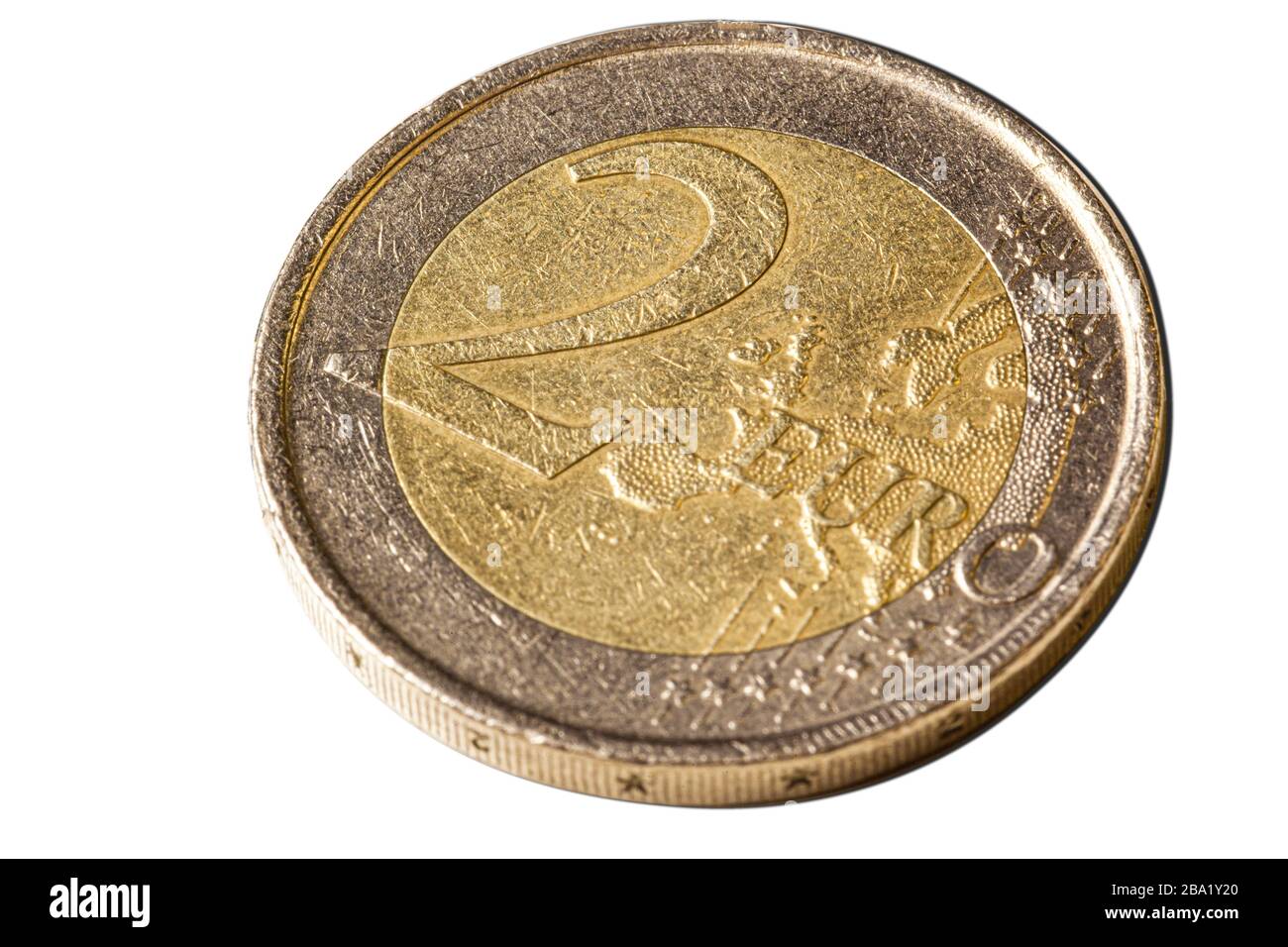 1 and 2 euro coin isolated hi-res stock photography and images - Alamy