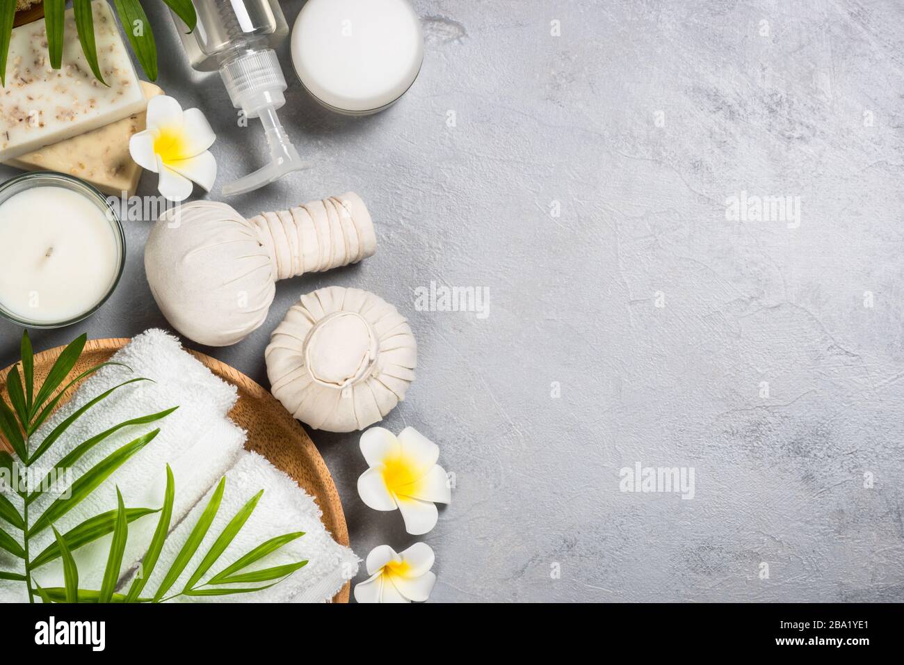Spa product Flat lay background Stock Photo - Alamy