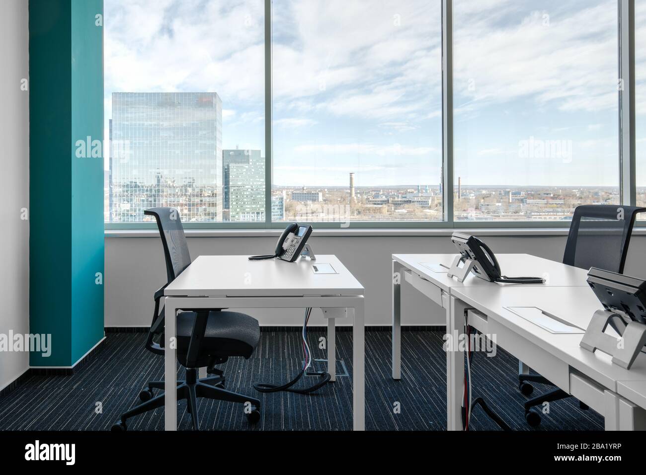 desk of the boss of the modern call center support Stock Photo - Alamy