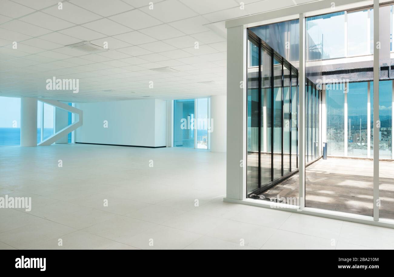 Interior, glass wall in the office building Stock Photo - Alamy