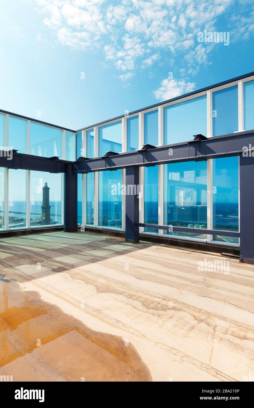 Building, glass wall, view from the roof Stock Photo - Alamy