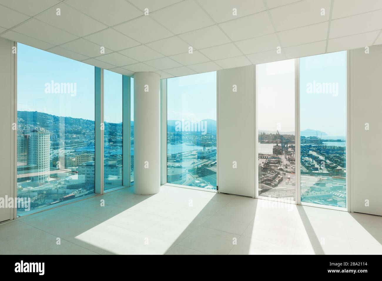 Interior, glass wall in the office building Stock Photo - Alamy