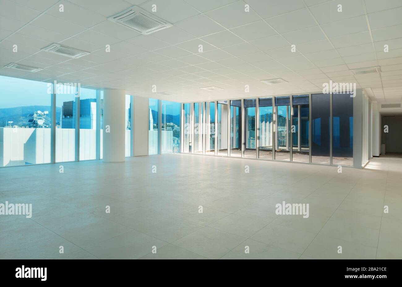 Building, wide open space, skyscraper, windows overlooking the city ...