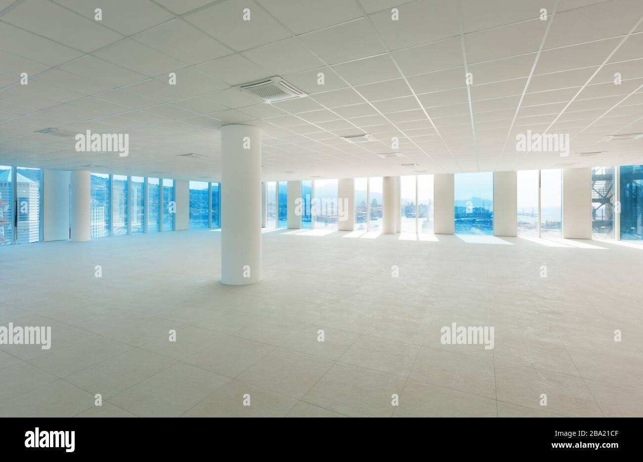 Building, wide open space, skyscraper, windows overlooking the city ...