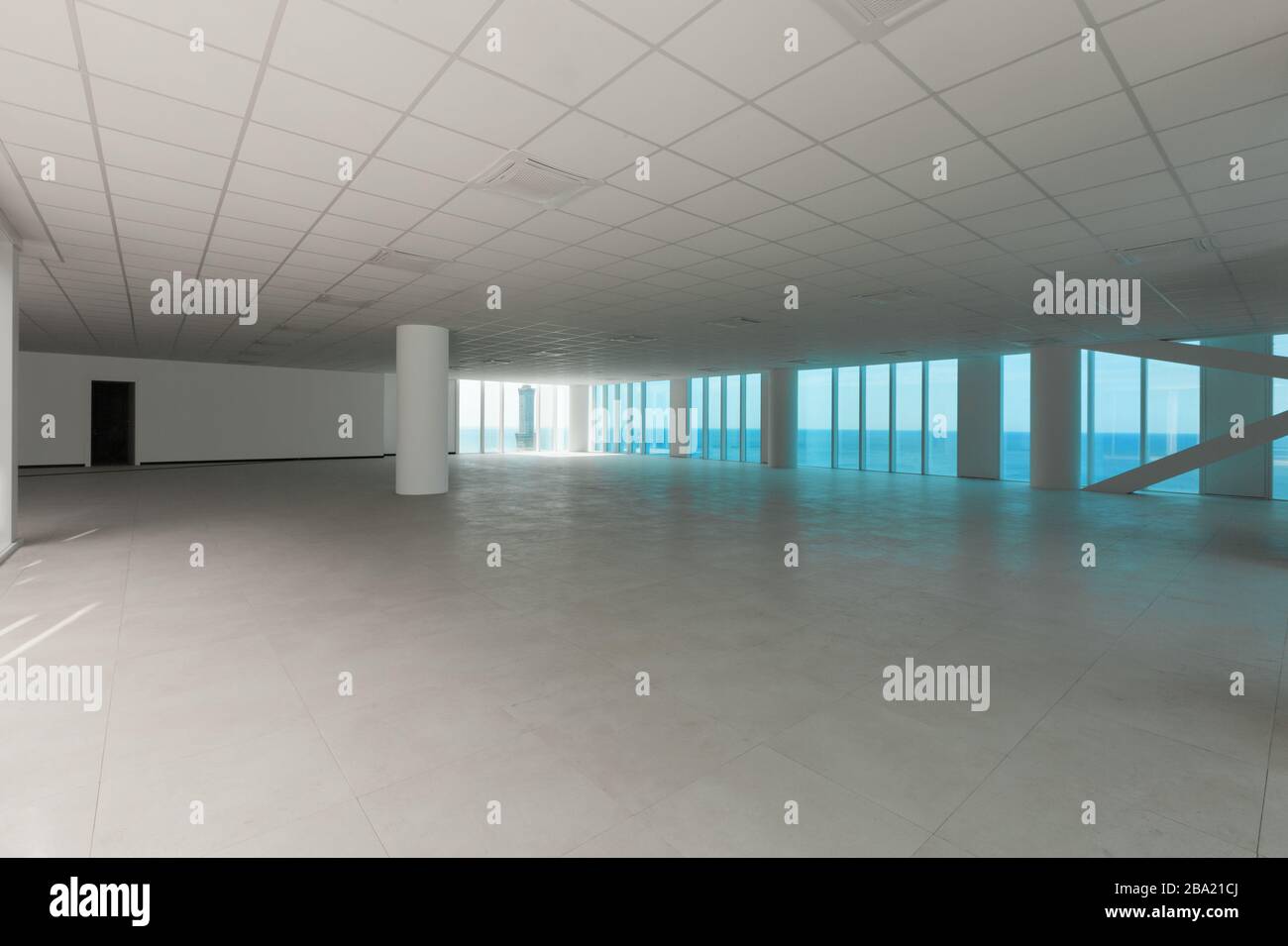 Building, wide open space, skyscraper, windows overlooking the city ...