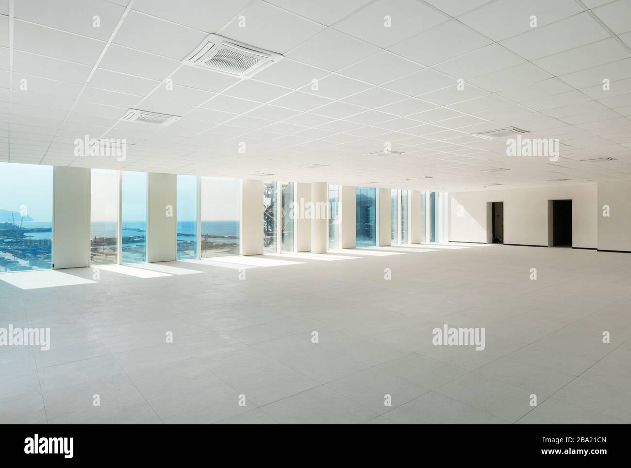 Building, wide open space, skyscraper, windows overlooking the city ...