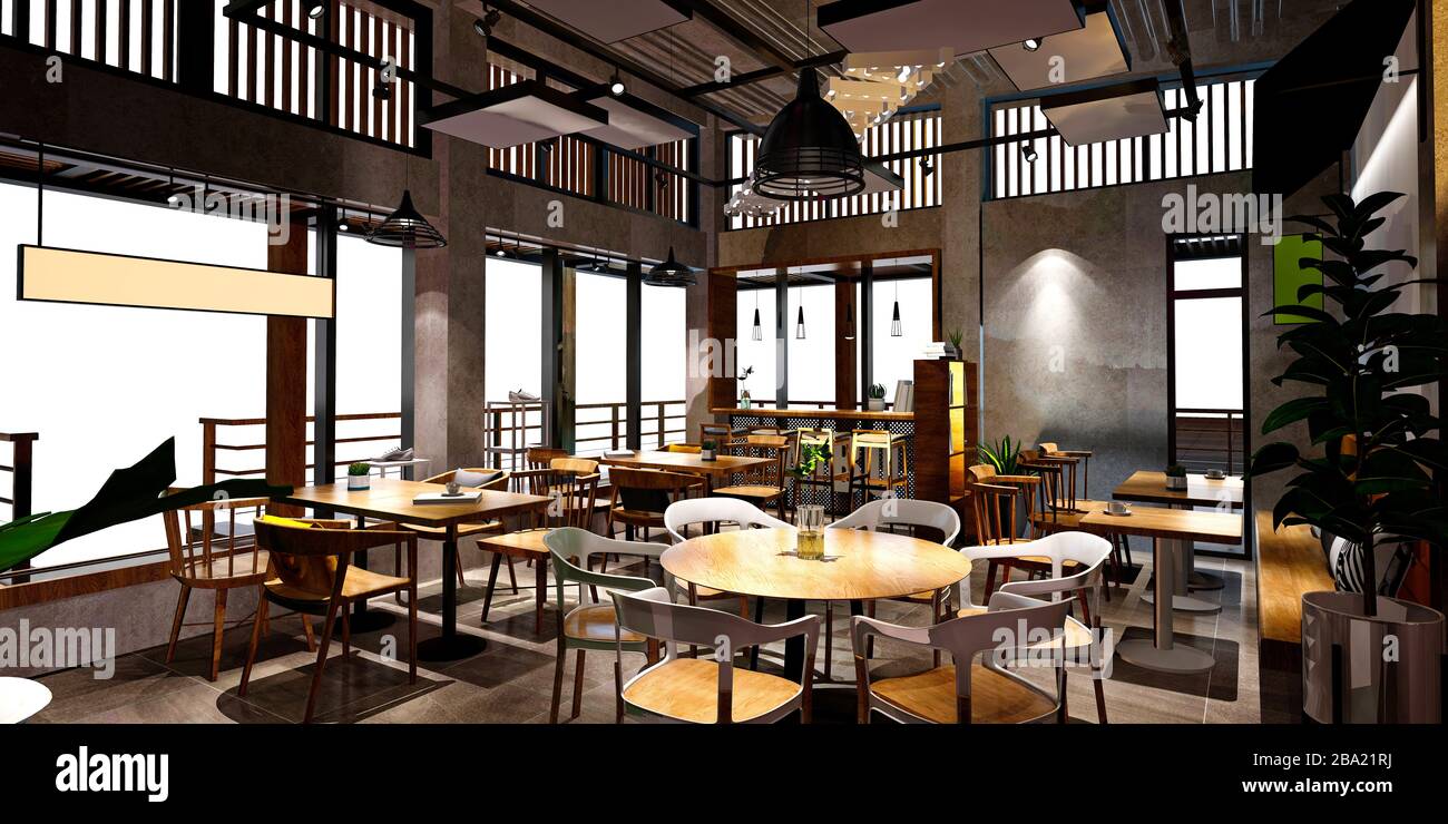 3d render of cafe restaurant Stock Photo - Alamy