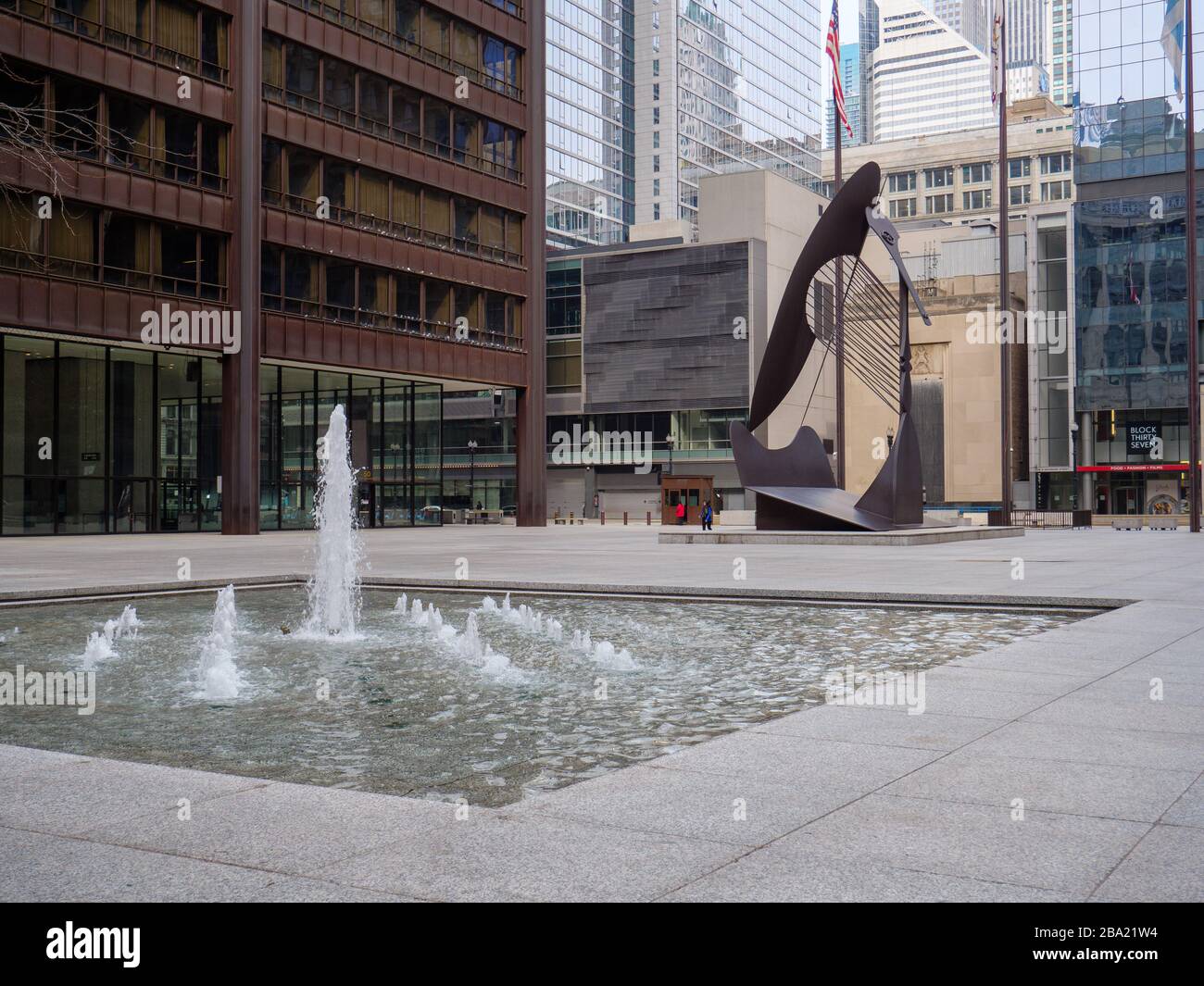 Chicago, Illinois, USA. 24th March 2020. A nearly empty Daley Center ...