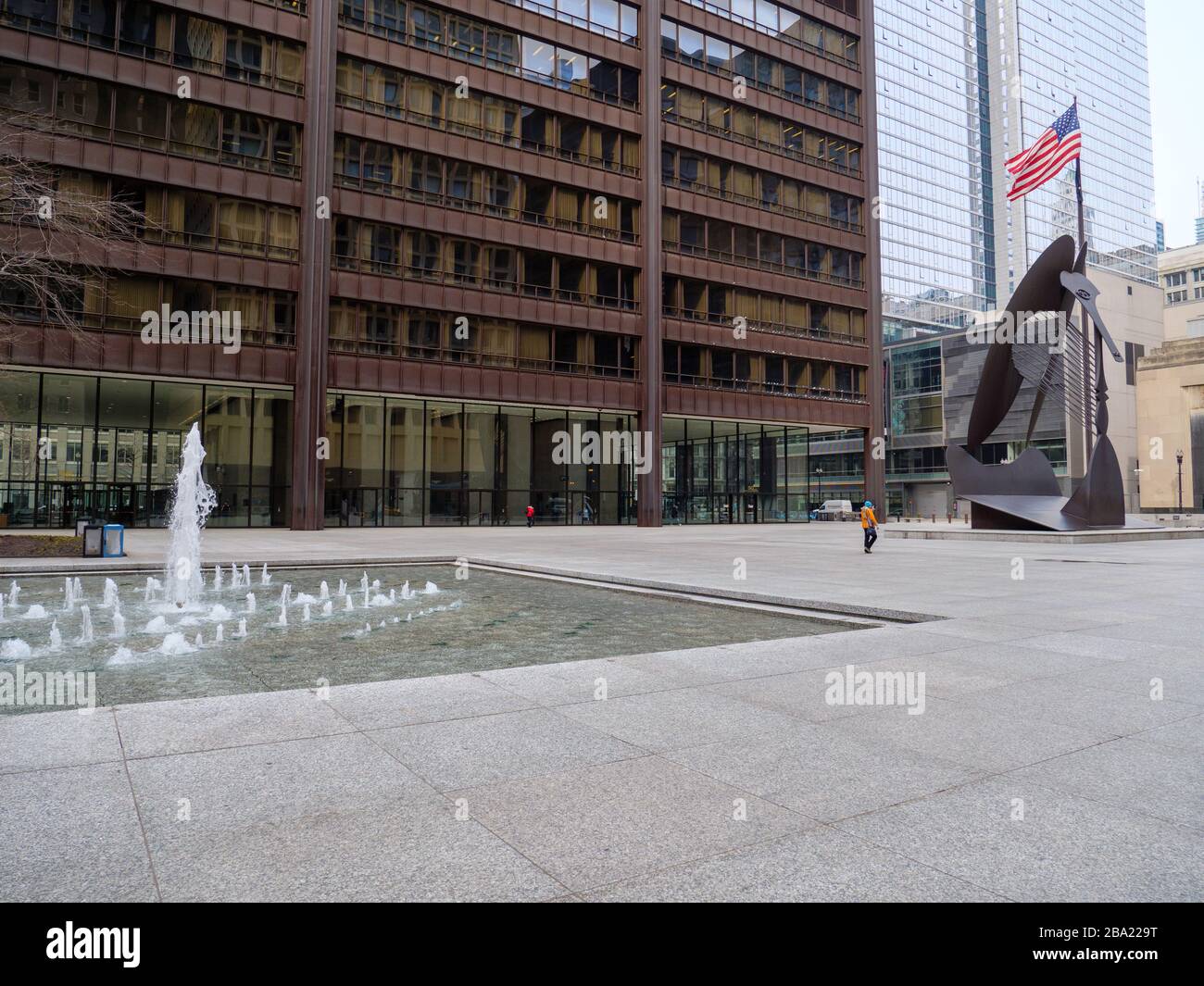 Chicago, Illinois, USA. 24th March 2020. A nearly empty Daley Center ...