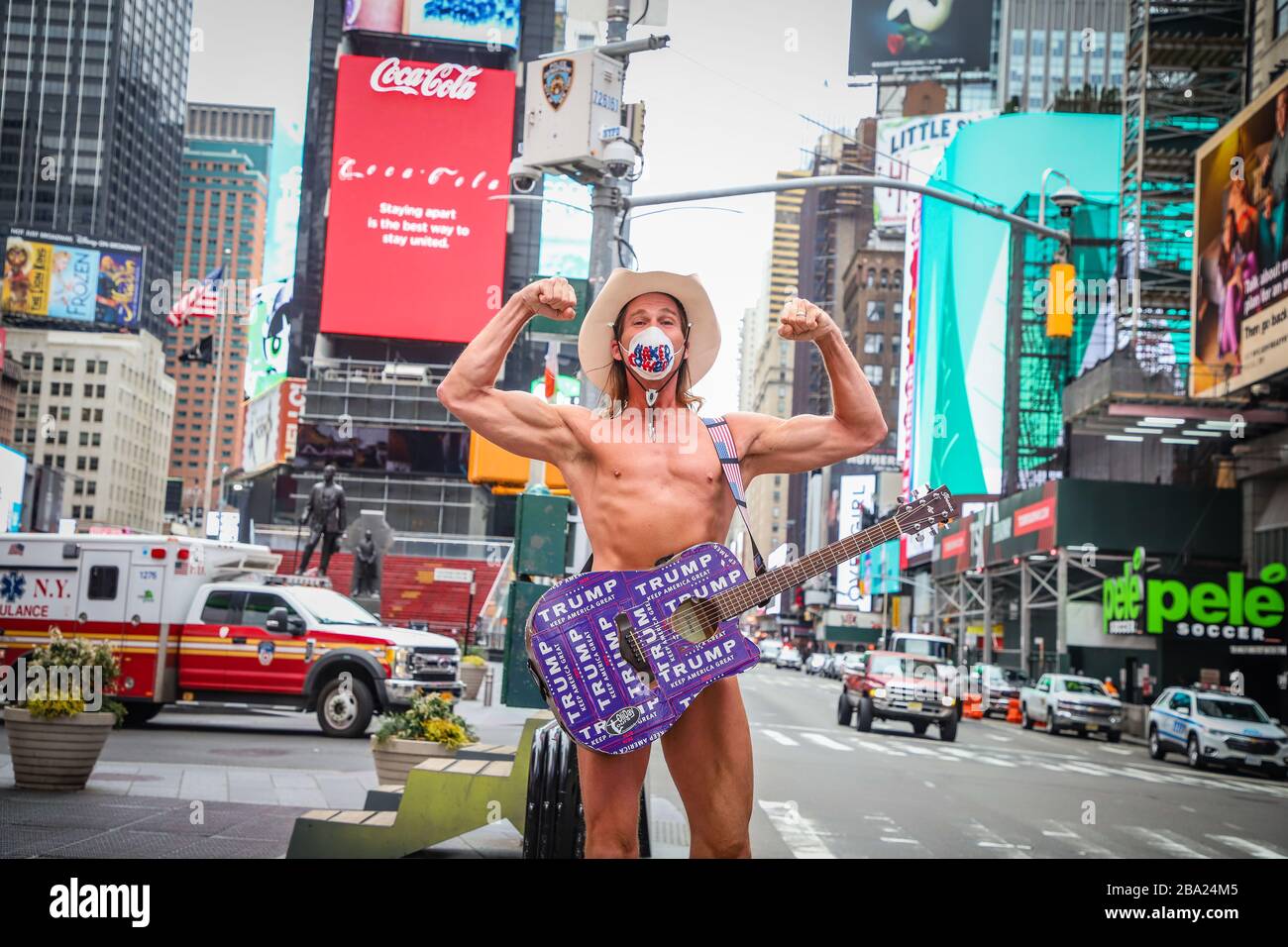 New York, USA. 25th Mar, 2020. The iconic New York City cowboy ...