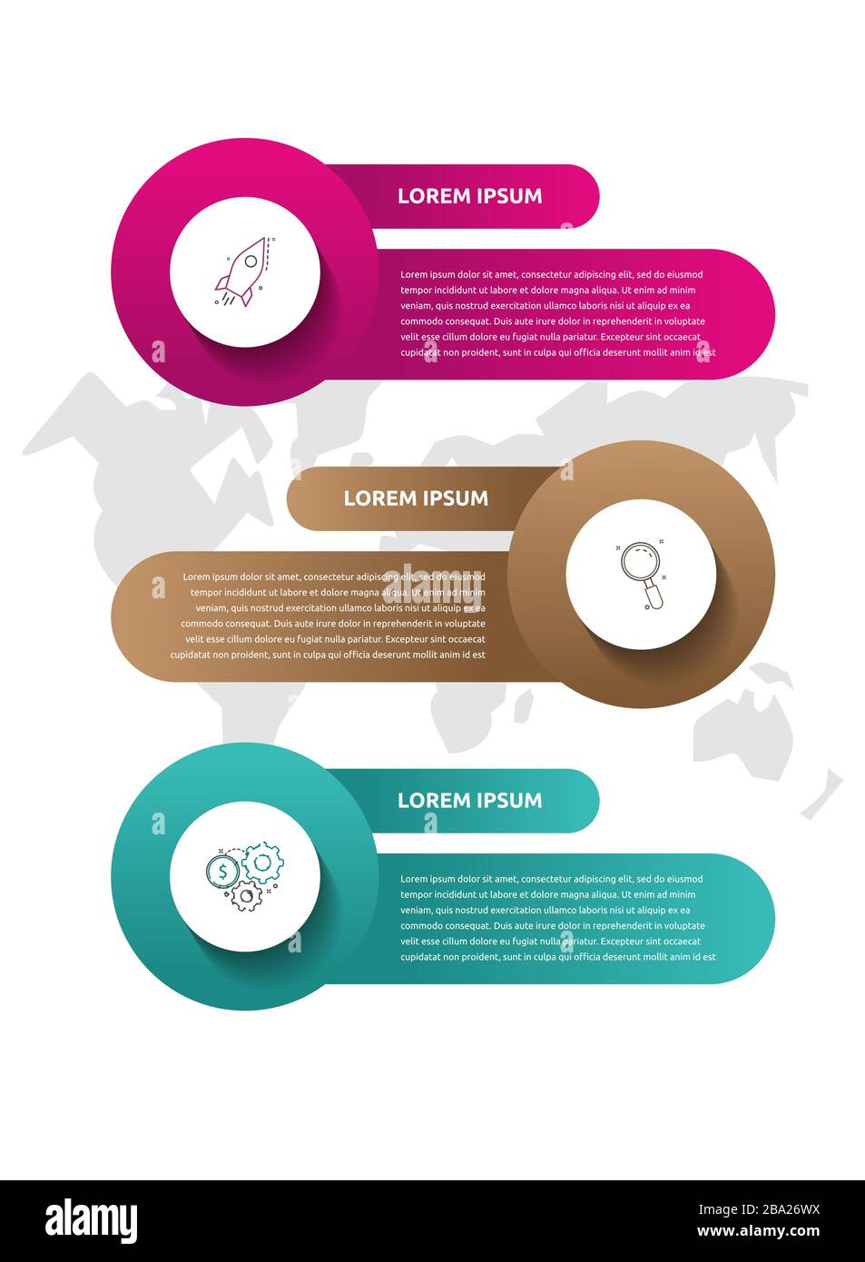 Vector template circle infographics. Business concept with 3 options and parts. Three steps for ...