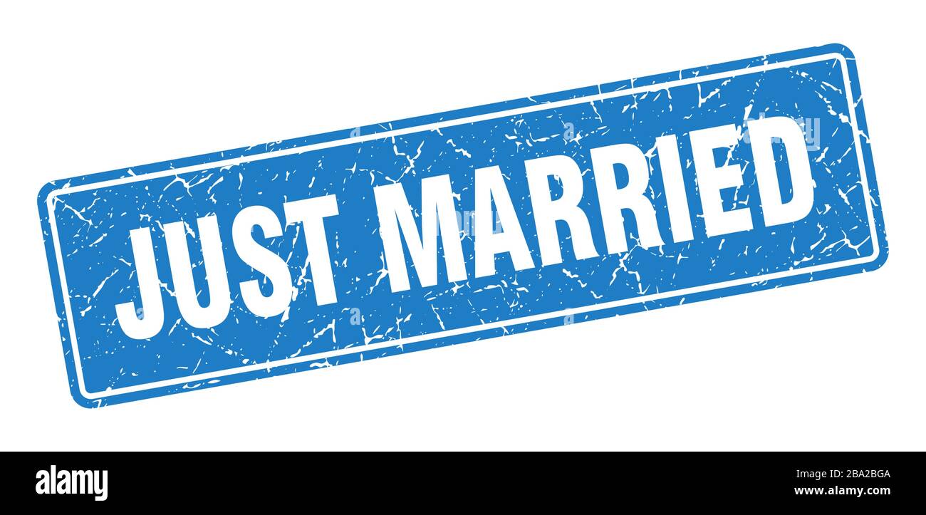 just married stamp. just married vintage blue label. Sign Stock Vector ...