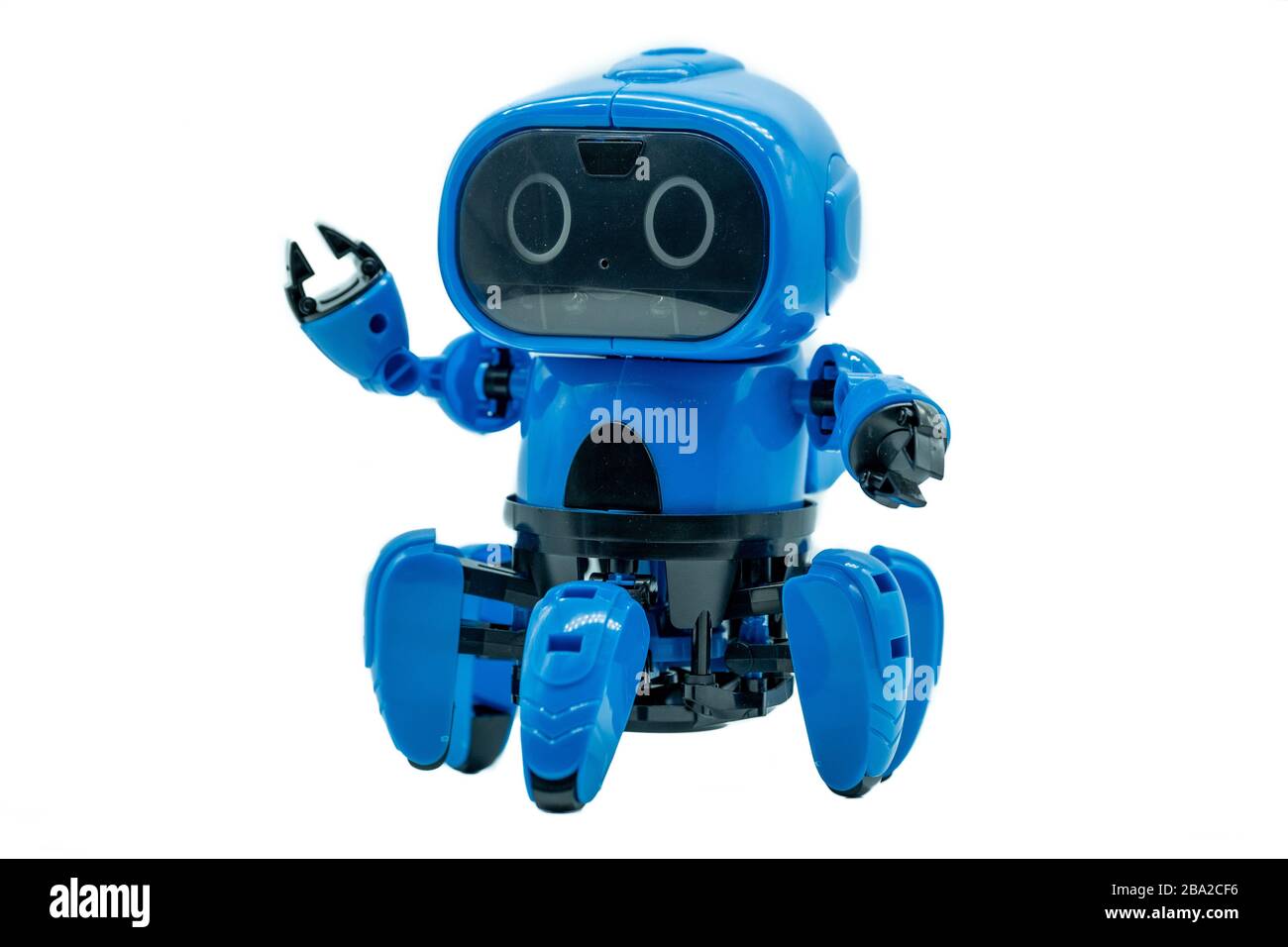 Toy model of a blue robot isolated on white Stock Photo - Alamy
