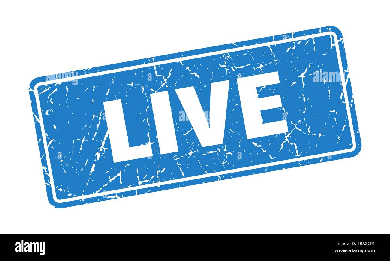 live stamp. live vintage blue label. Sign Stock Vector Image & Art - Alamy