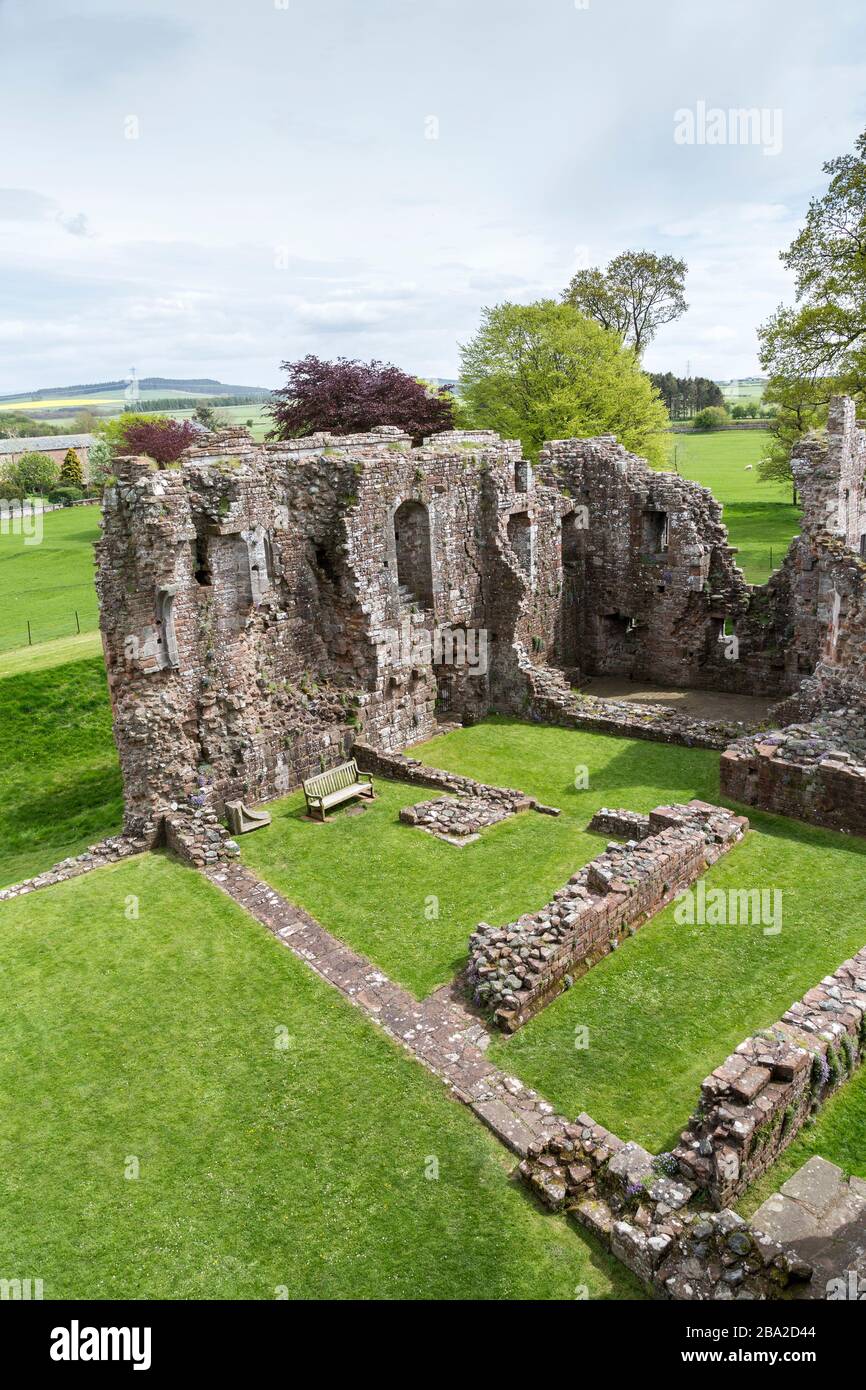Remains of the hall and kitchen, Brougham Castle ruin, Cumbria, England ...
