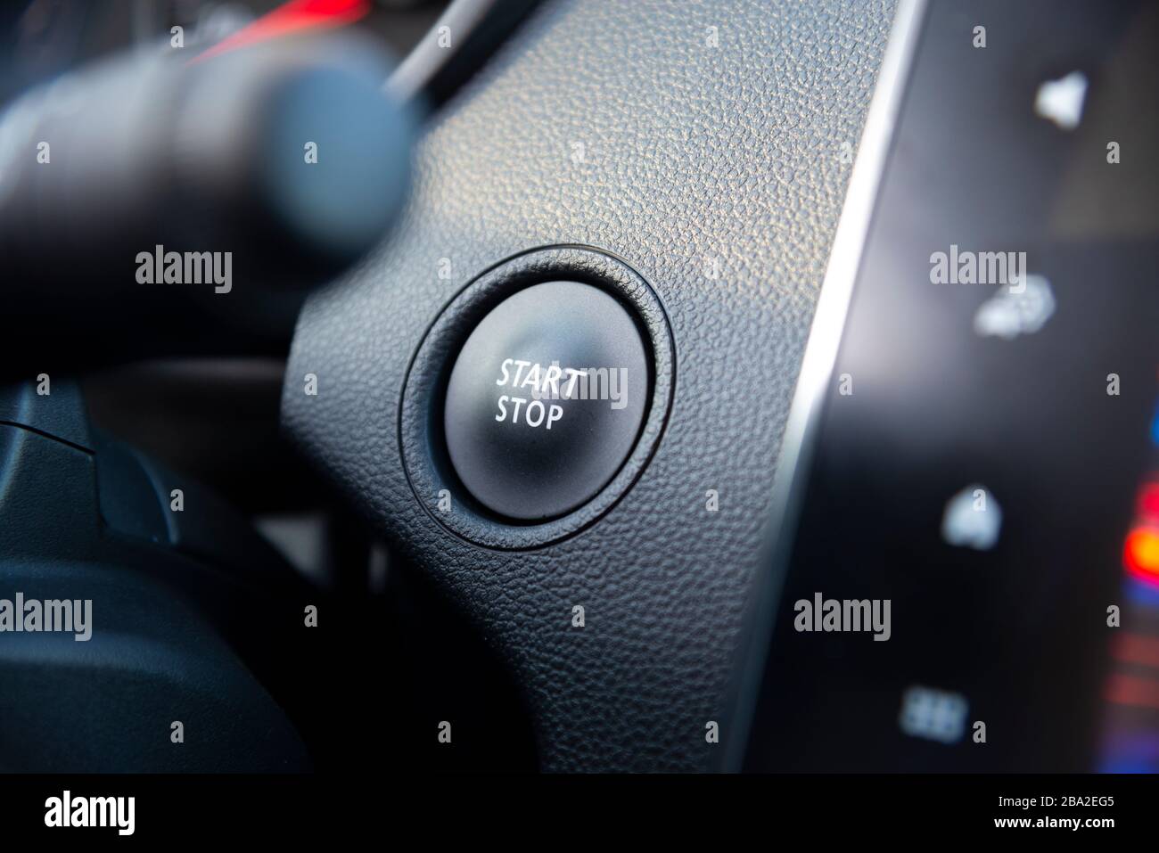 Detail on the start button in a car Stock Photo - Alamy