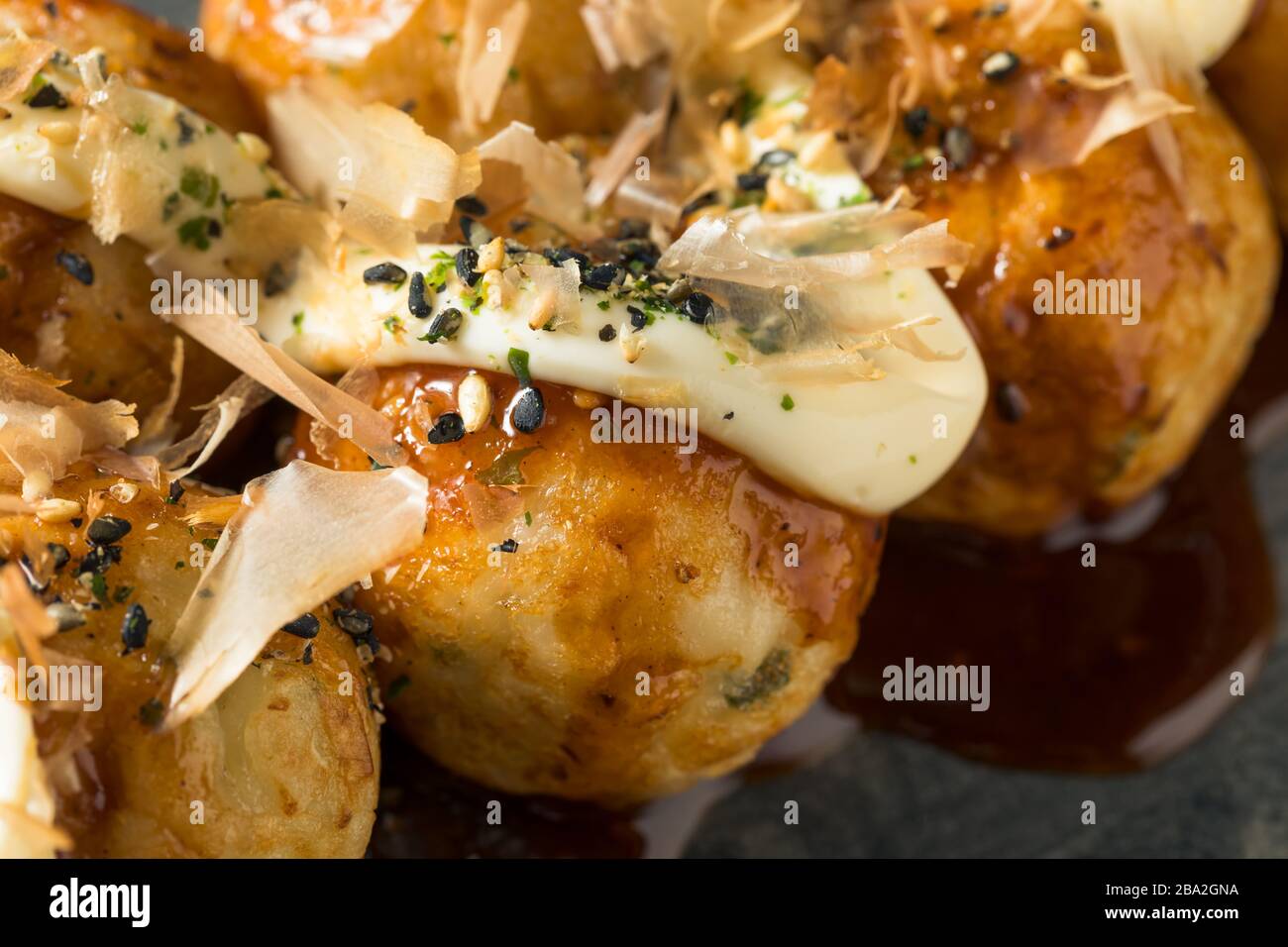 Homemade Japaense Octopus Takoyaki with Mayo Sauce and Bonito Stock ...
