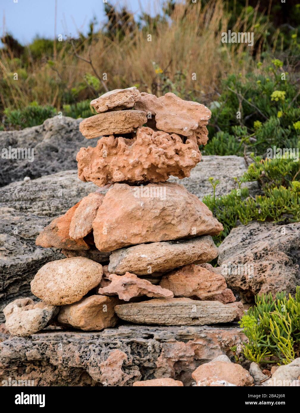 Build up stones at Mallorca beach Stock Photo - Alamy