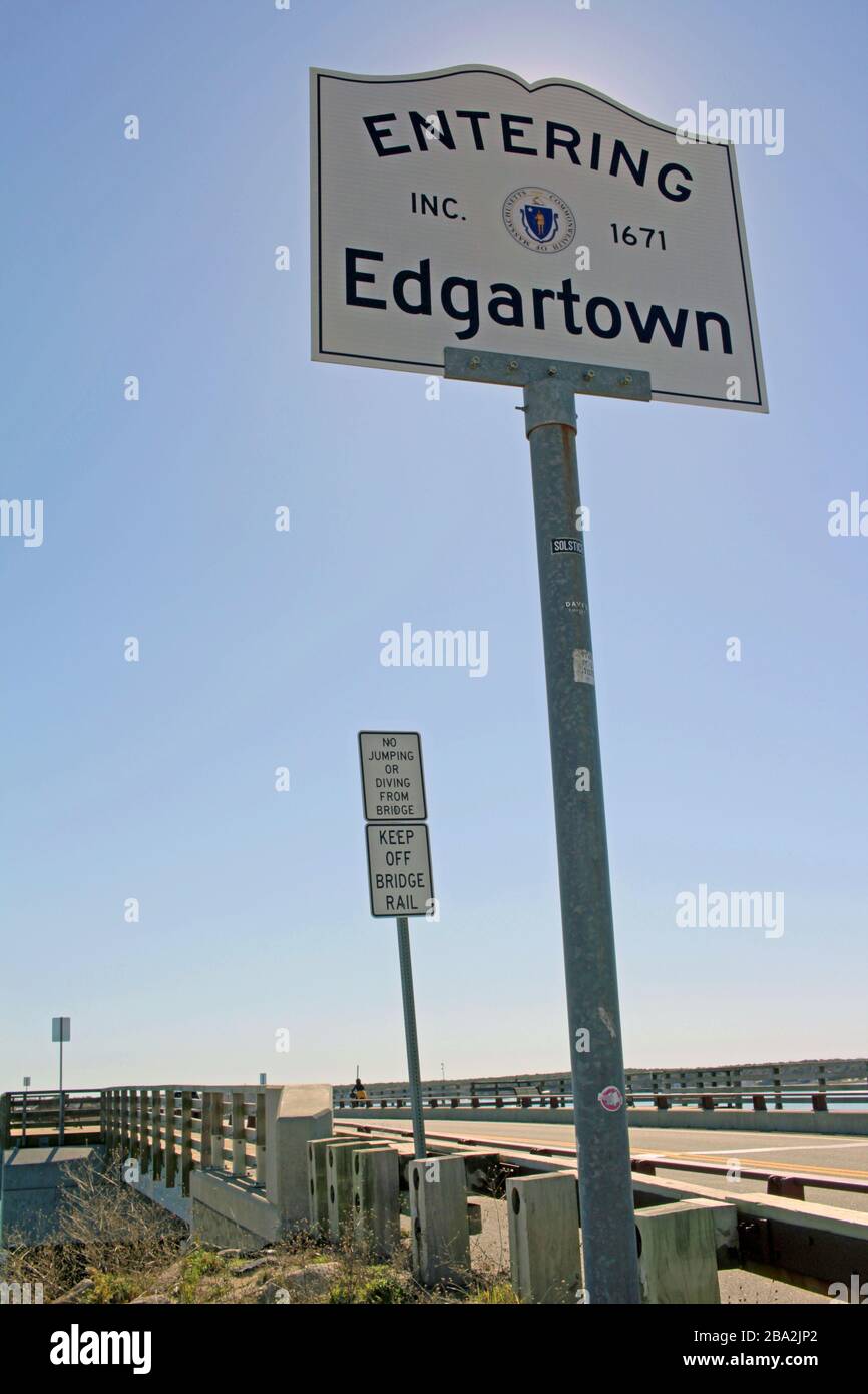 Entering Edgartown sign, Martha’s Vineyard, Massachusetts Stock Photo ...