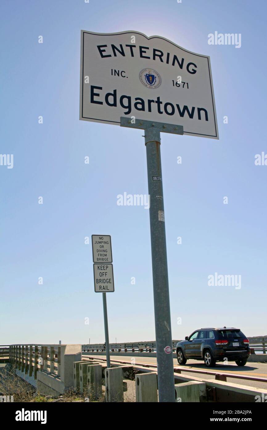 Entering Edgartown sign, Martha’s Vineyard, Massachusetts Stock Photo ...