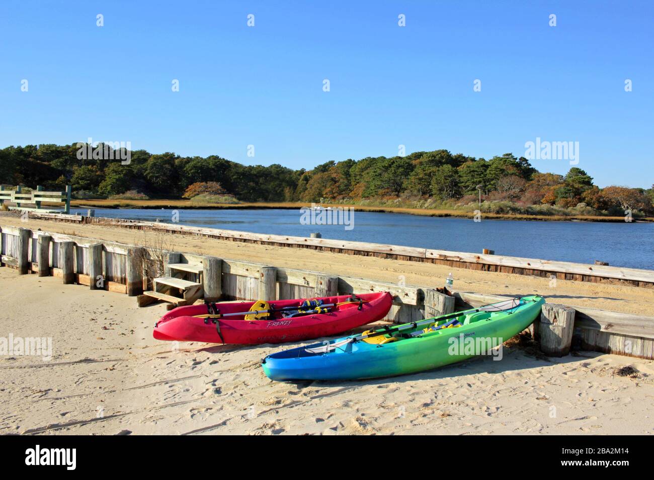 Kayaks on beach on Chappaquiddick, Martha’s Vineyard, Massachusetts ...