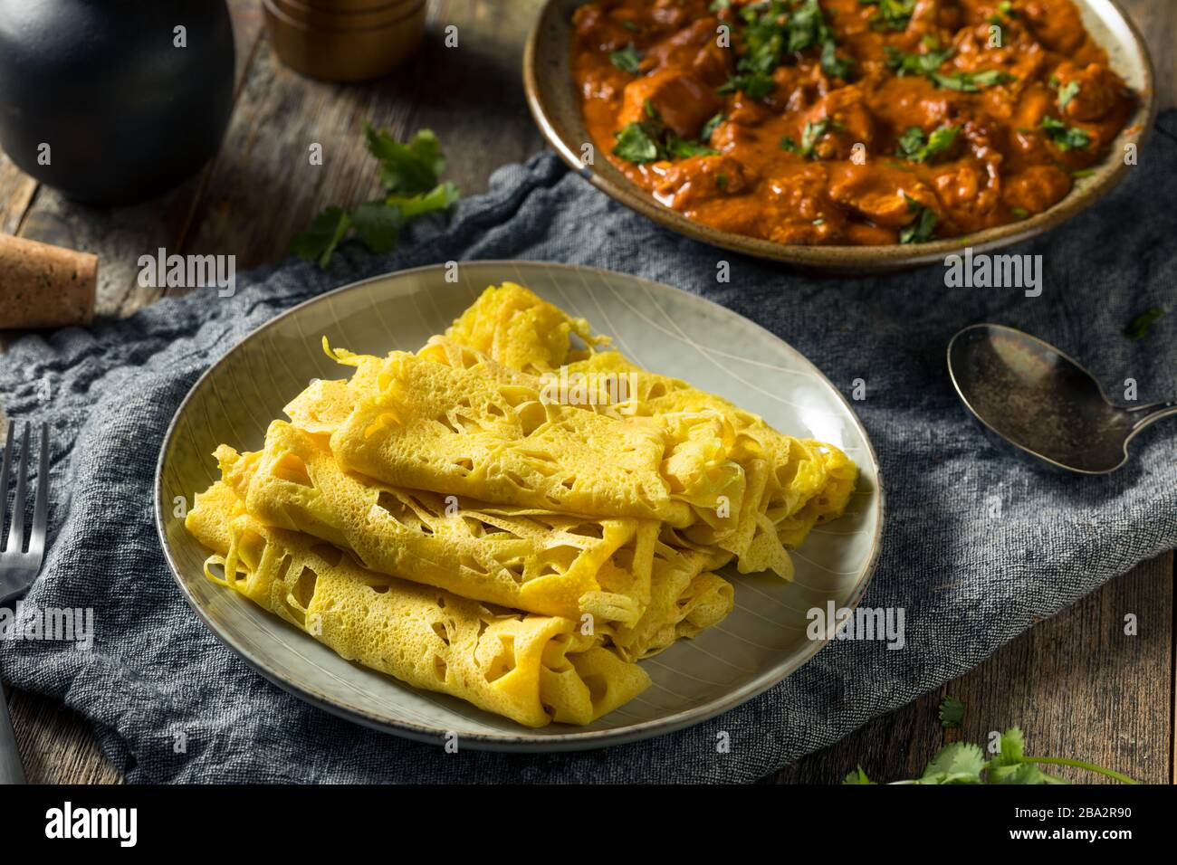 Homemade Malaysian Net Crepe Roti Jala Ready to Eat Stock Photo - Alamy