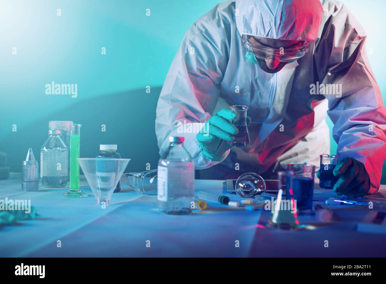 Medical researcher tries to find a solution to the virus. Concept of ...