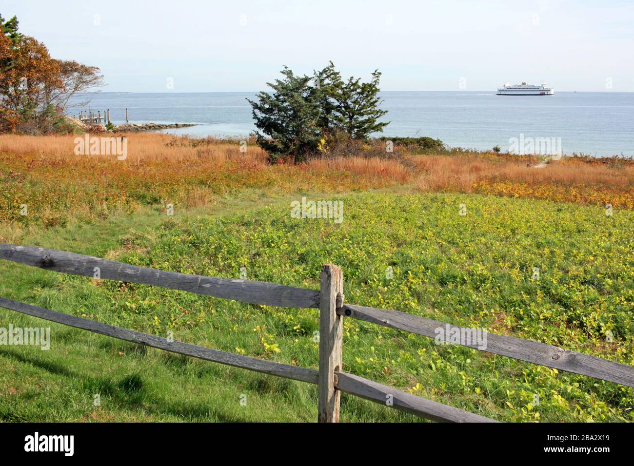 West Chop Meadow, with ferry in background, Martha’s Vineyard ...