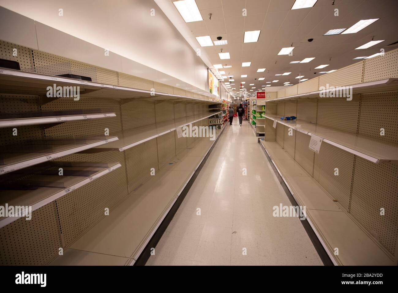 View of empty shelves due to hoarding and broken supply chains during ...
