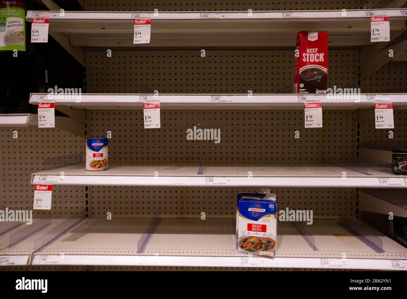 View of empty shelves due to hoarding and broken supply chains during ...
