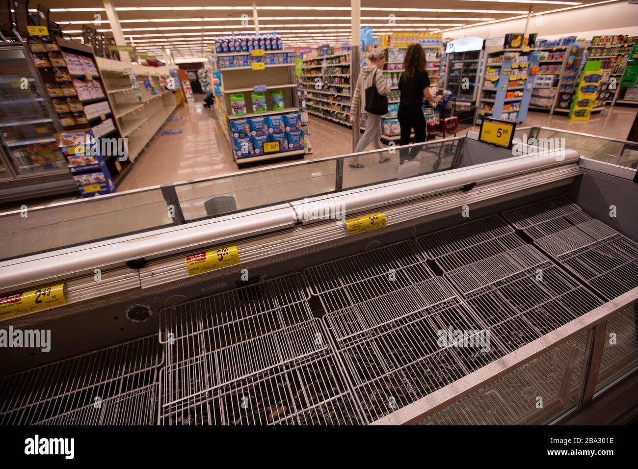 View of empty shelves due to hoarding and broken supply chains during ...