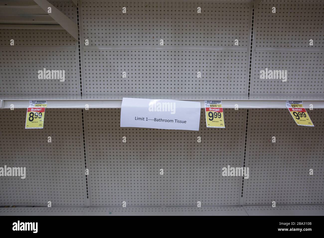 View of empty shelves due to hoarding and broken supply chains during ...