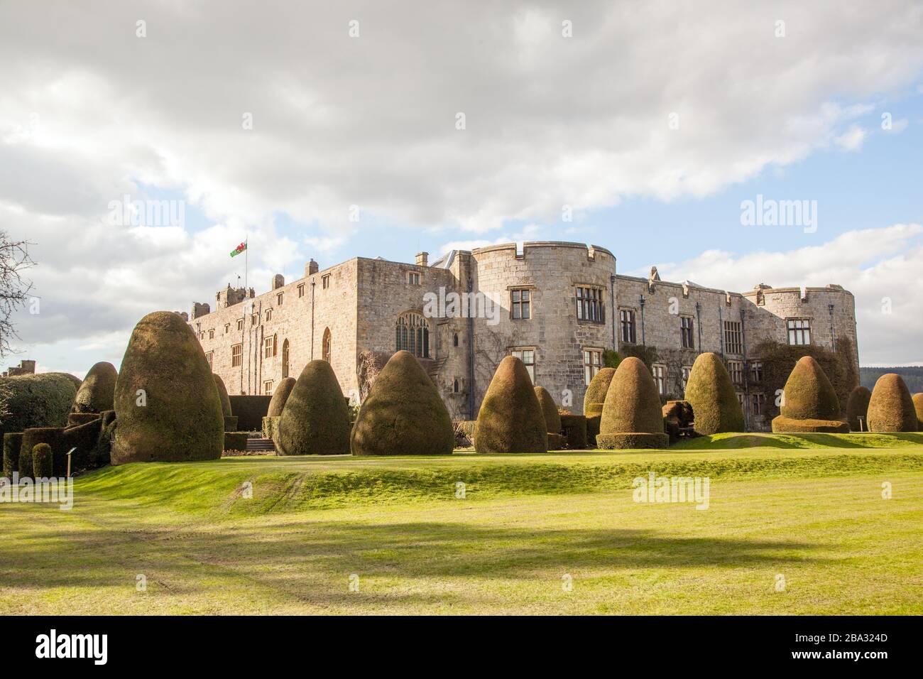 The gardens at National Trust owned Chirk Castle a stately home on the ...