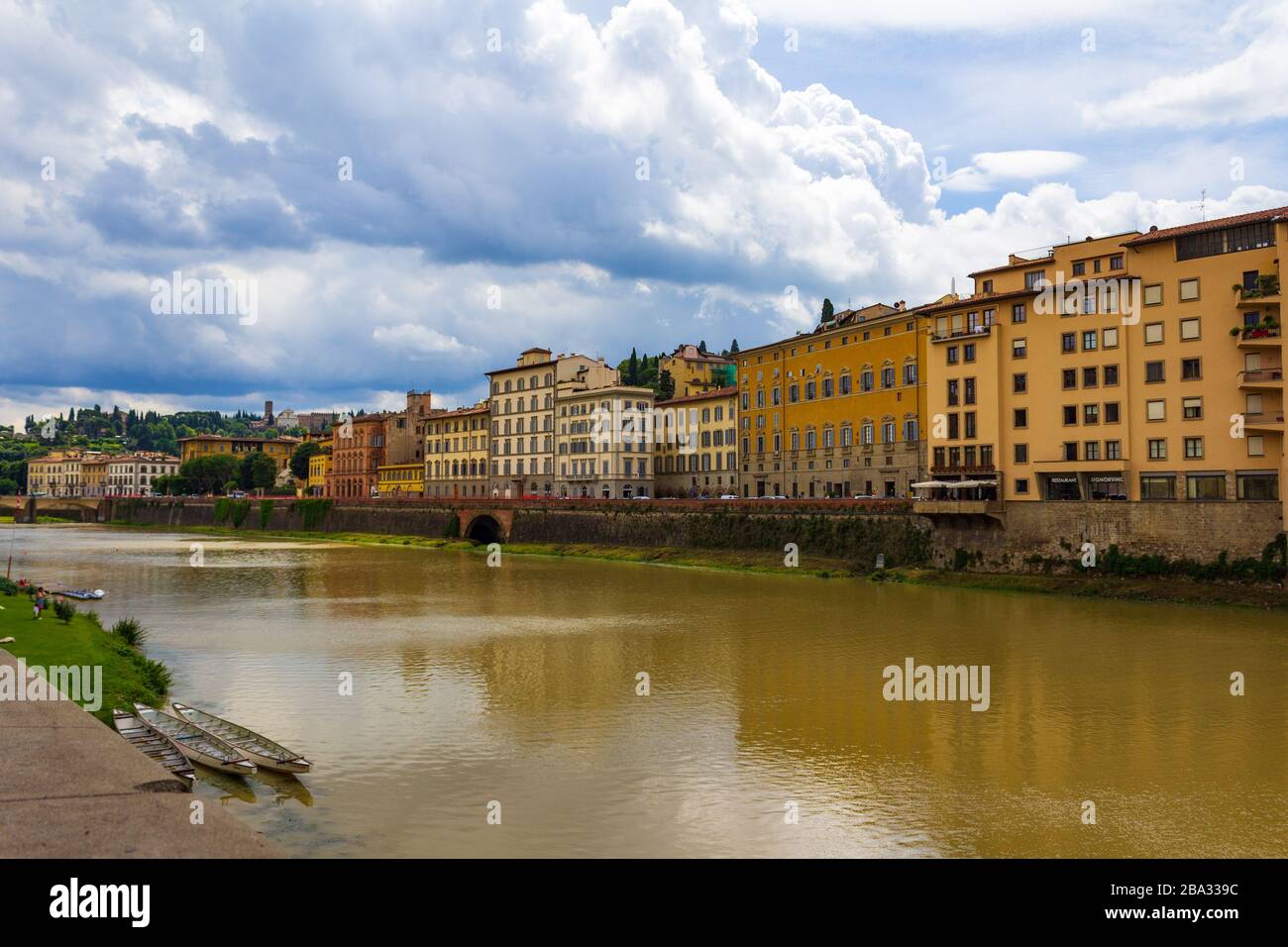 Riverside historic buildings of the Arno river Florence,Tuscany,Italy ...