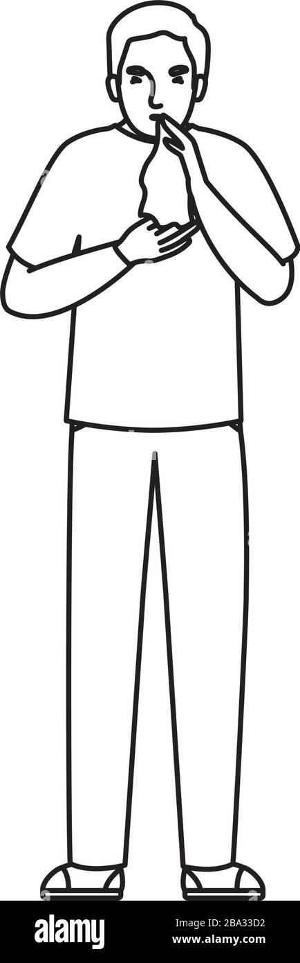 Avatar man with cold holding tissue vector design Stock Vector Image ...