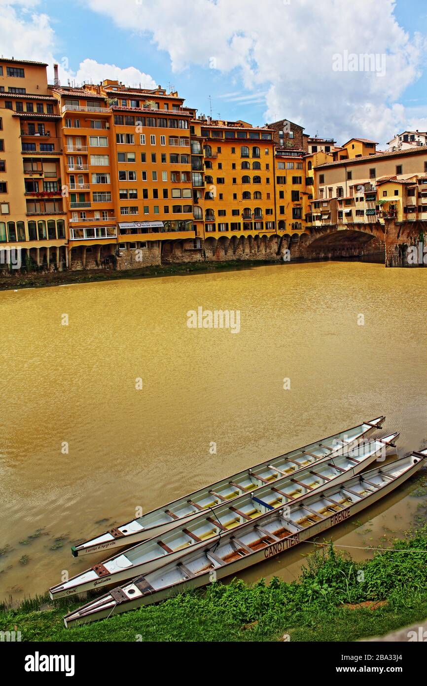Riverside historic buildings of the Arno river Florence,Tuscany,Italy ...