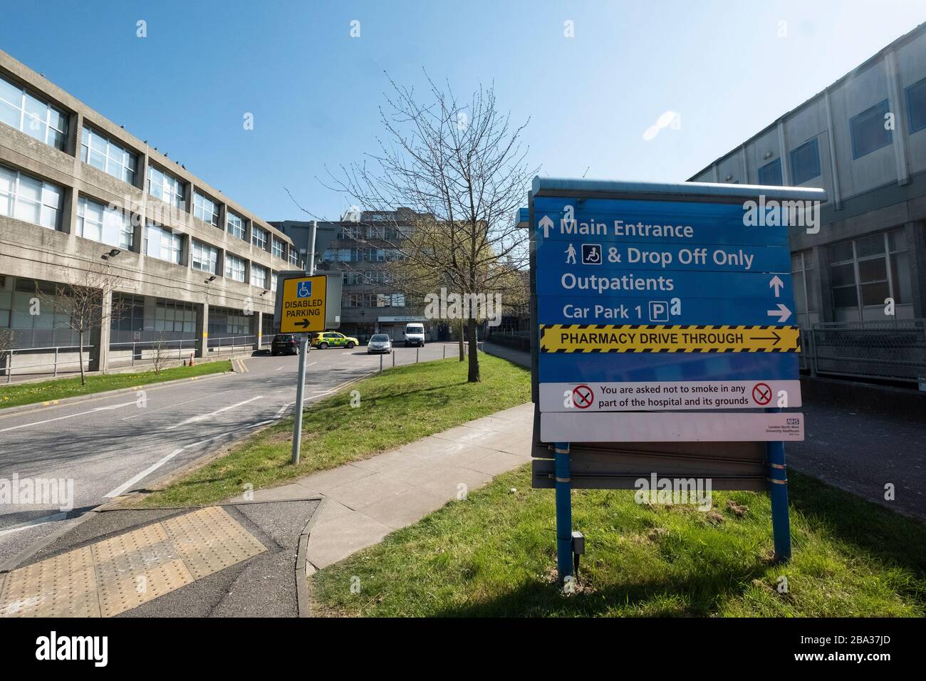 25 March 2020. Exterior of Northwick Park Hospital, Harrow, London. The ...
