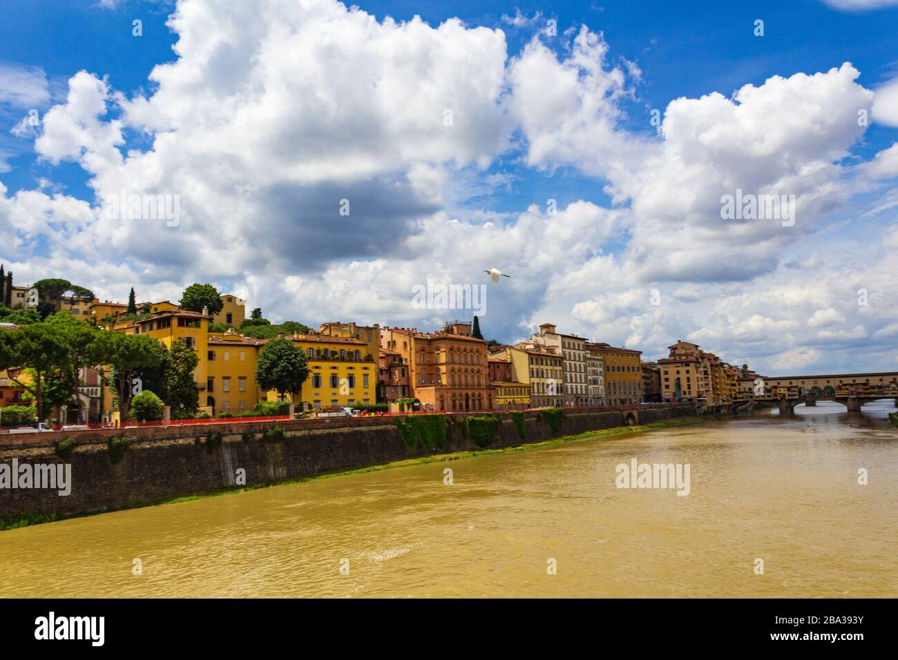 Riverside historic buildings of the Arno river Florence,Tuscany,Italy ...