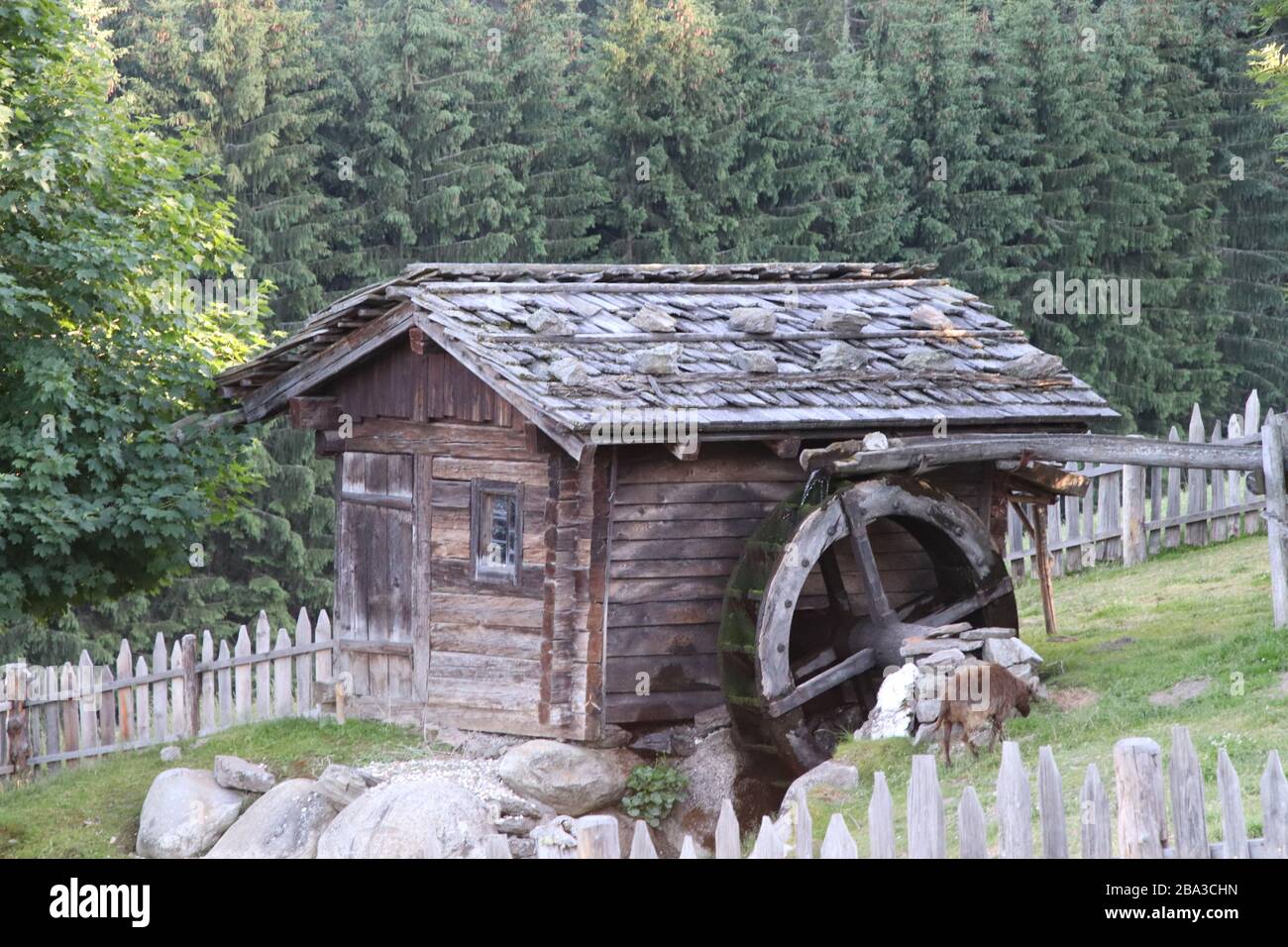 Ancient water mill on the Alps in Italy Stock Photo - Alamy