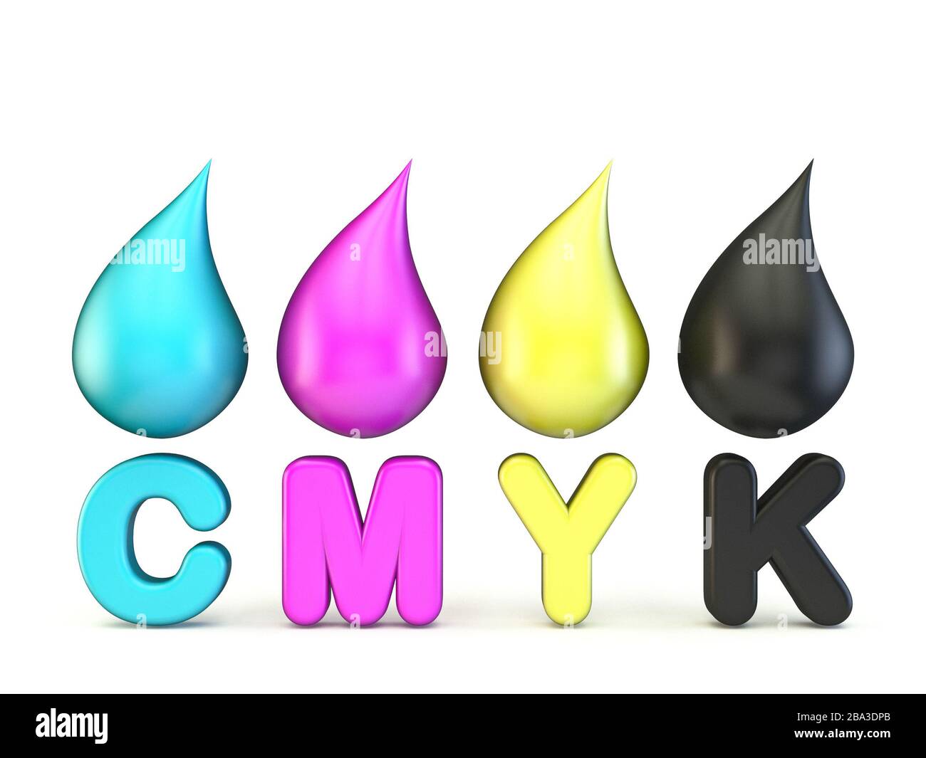 CMYK drops 3D render illustration isolated on white background Stock ...