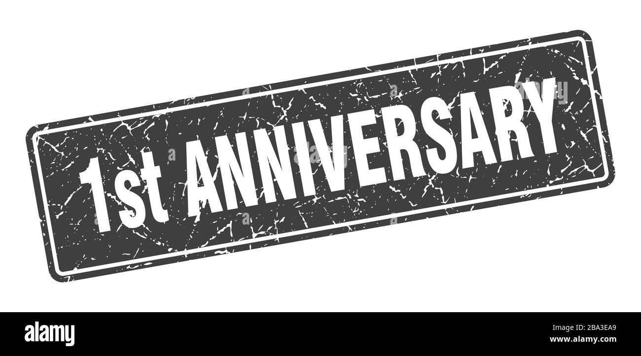 1st anniversary stamp. 1st anniversary vintage gray label. Sign Stock ...